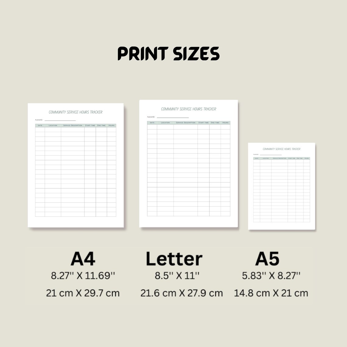 Community Service Hours Log Sheet Volunteer Activity Log - Etsy
