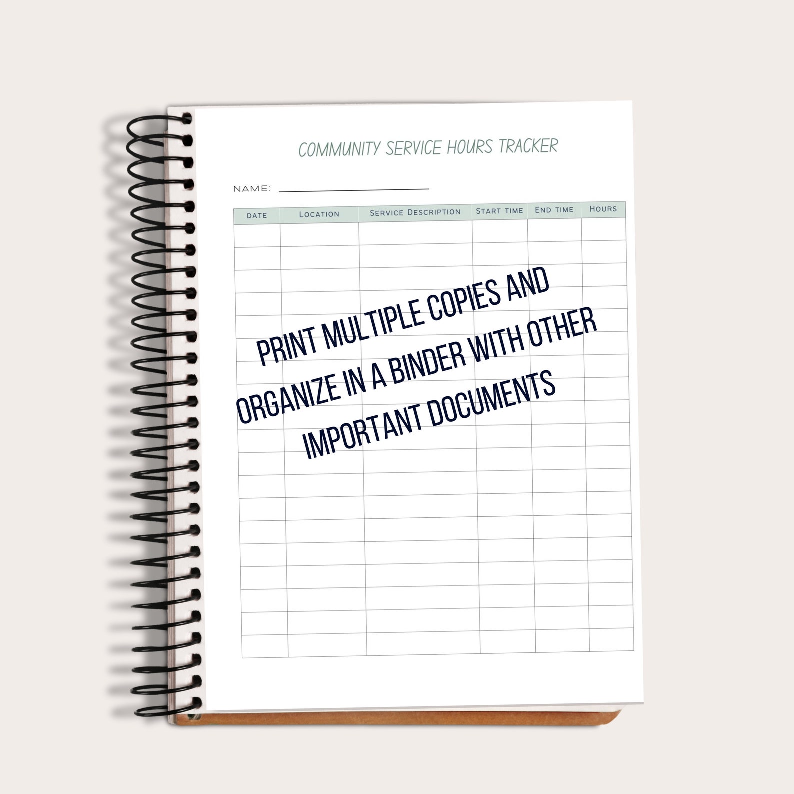 Community Service Hours Log Sheet Volunteer Activity Log - Etsy