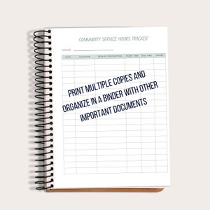Community Service Hours Log Sheet Volunteer Activity Log - Etsy
