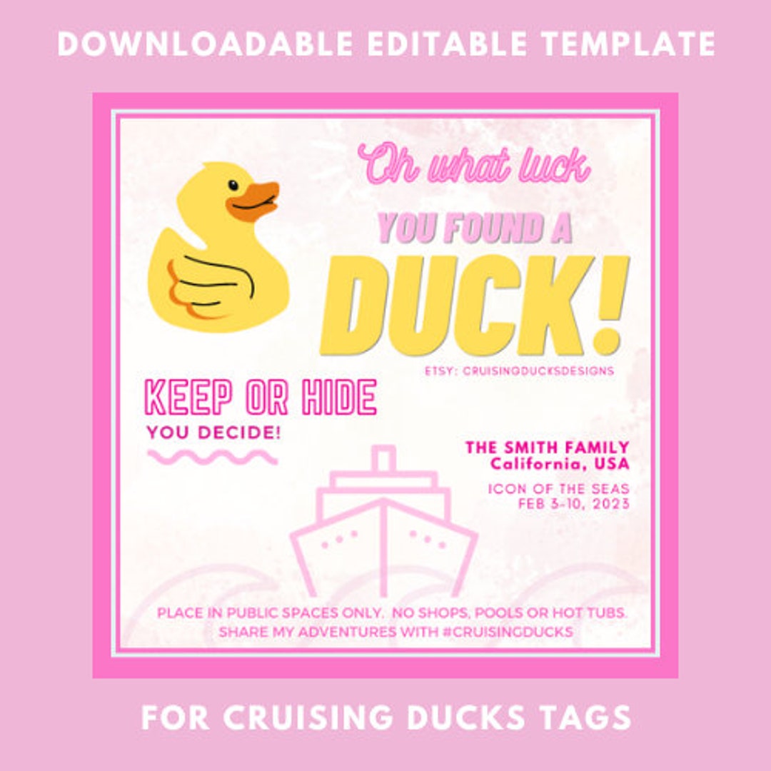 Downloadable Editable Template for Cruise Duck Tag #cruisingducks ...