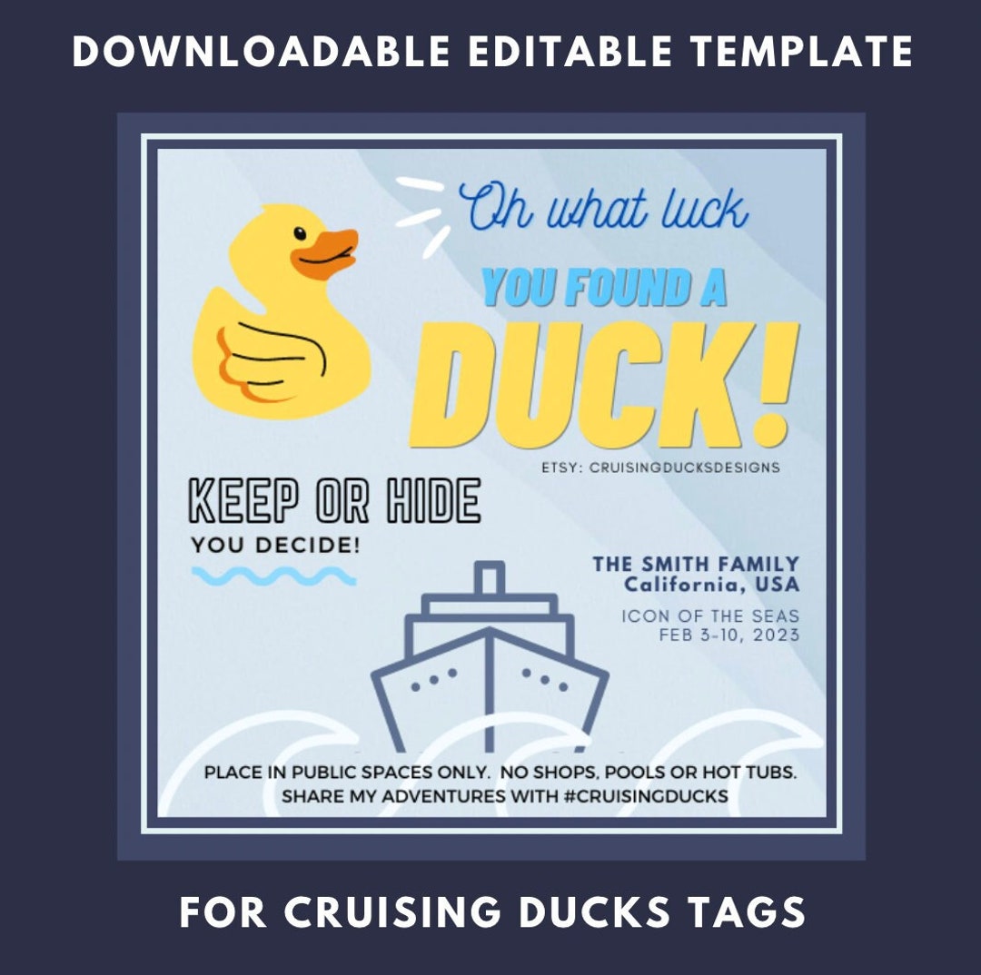 Editable Cruise Duck Tag Template (digital Download) - Etsy