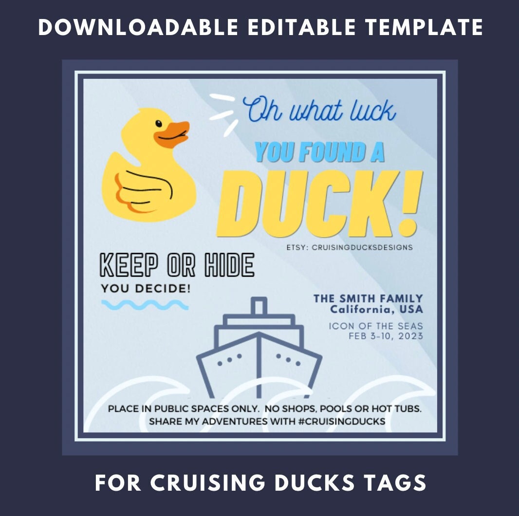 Downloadable Editable Template for Cruise Duck Tag #cruisingducks ...