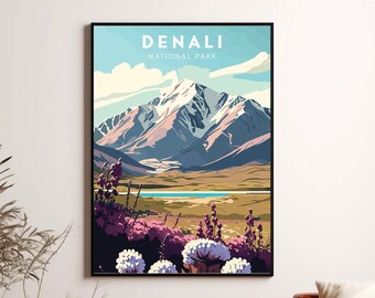 Denali National Park Vintage Travel Poster Print Wall Art - Etsy
