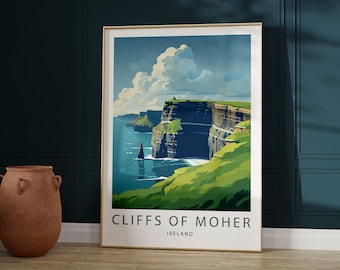 Cliffs of Moher Travel Poster Ireland Print Lahinch - Etsy
