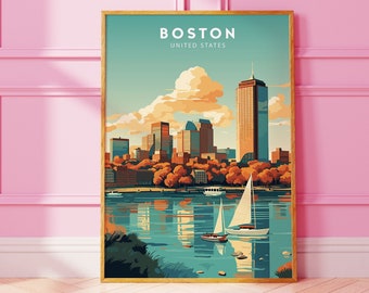 Boston Travel Print Wall Art Boston Wall Hanging Home Décor Boston Gift ...