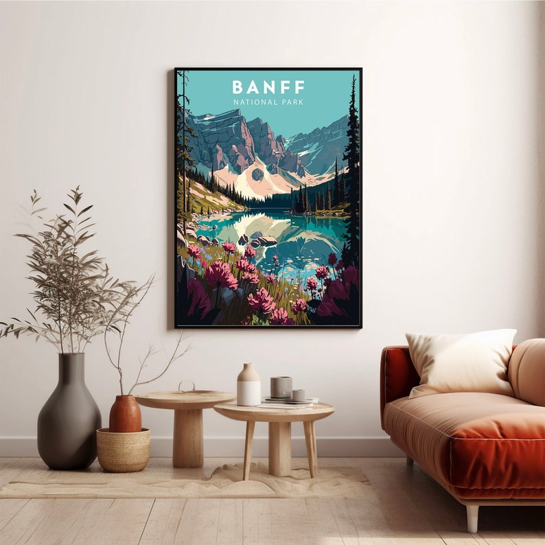 BANFF National Park Poster, Printable Instant Download, Banff Travel Art Print, Minimalist ...