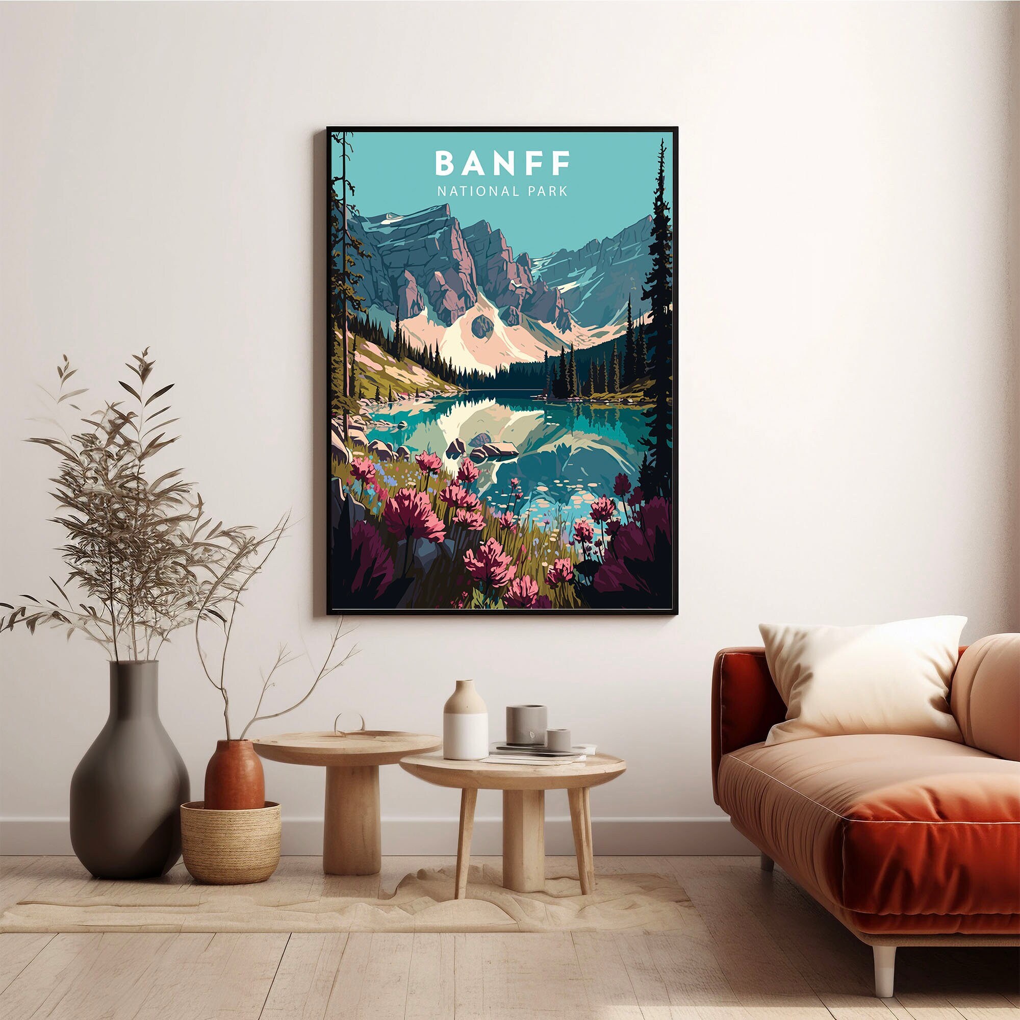 Banff National Park Poster, Minimalist Travel Art (digital Download) - Etsy