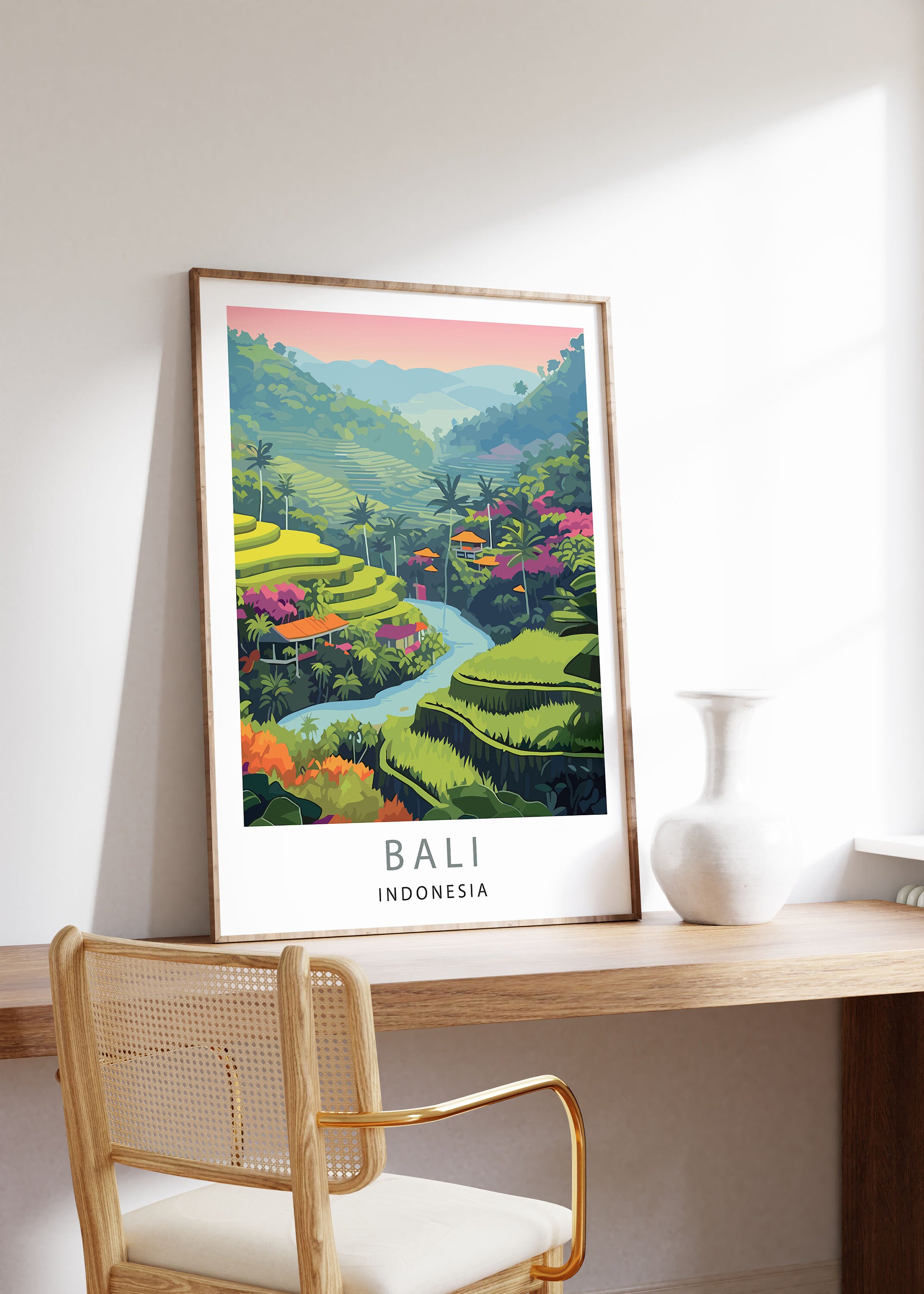 Bali Poster Indonesia Travel Prints Decor Mid Century Modern Wall Art ...