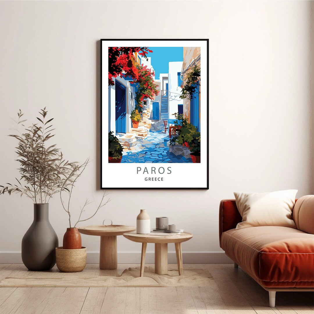 Impression d'art de Paros, Grèce | Poster de voyage, oeuvre d'art ...