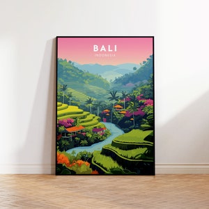 Bali Poster Indonesia Travel Prints Decor Mid Century Modern Wall Art ...