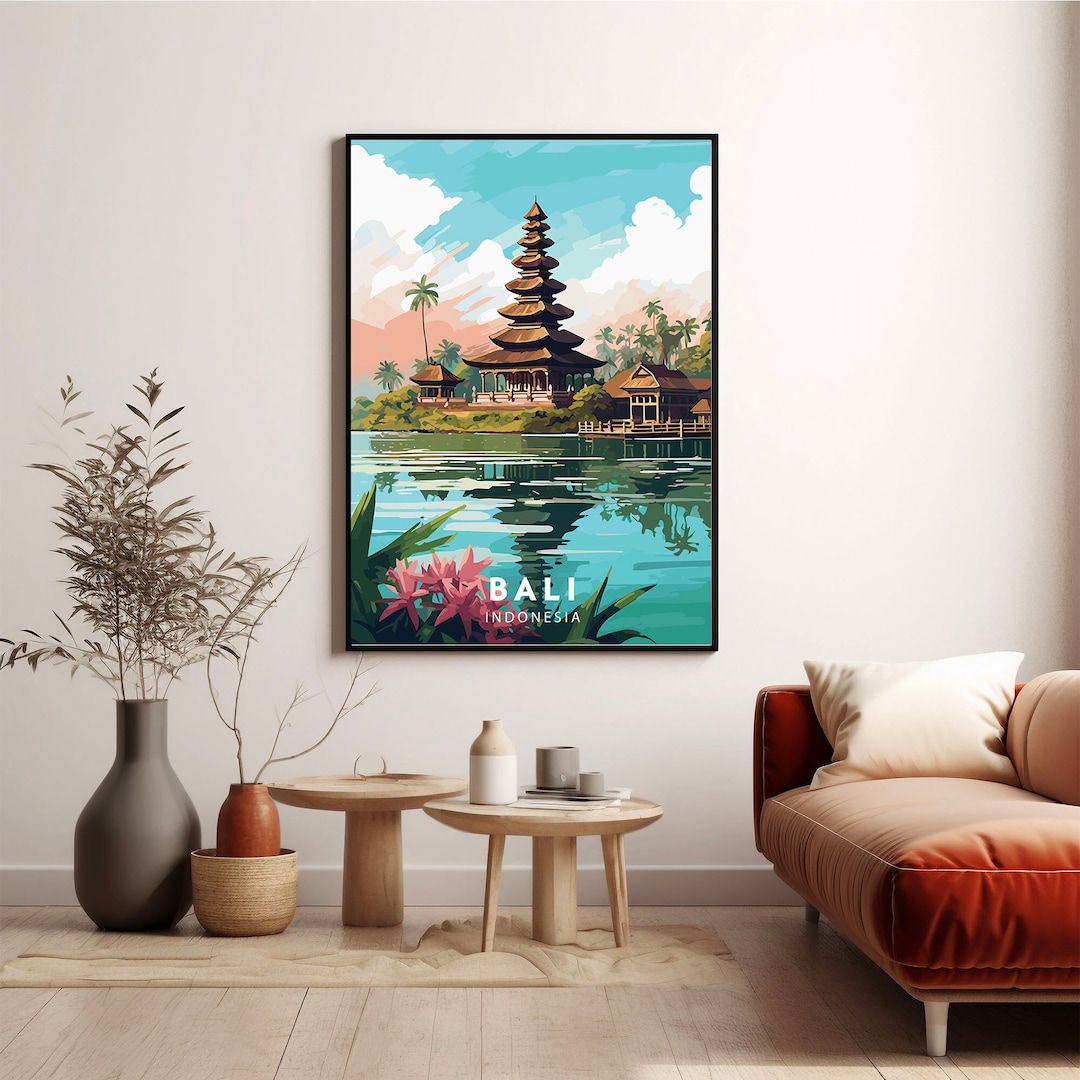 Bali Poster Indonesia Travel Prints Decor Mid Century Modern Wall Art ...