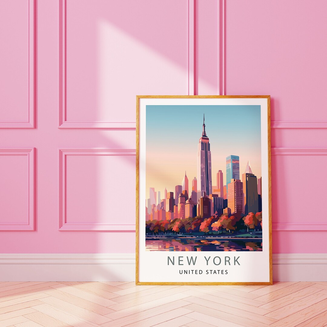 New York Travel Poster NYC Prints Retro Wall Art New York Print ...