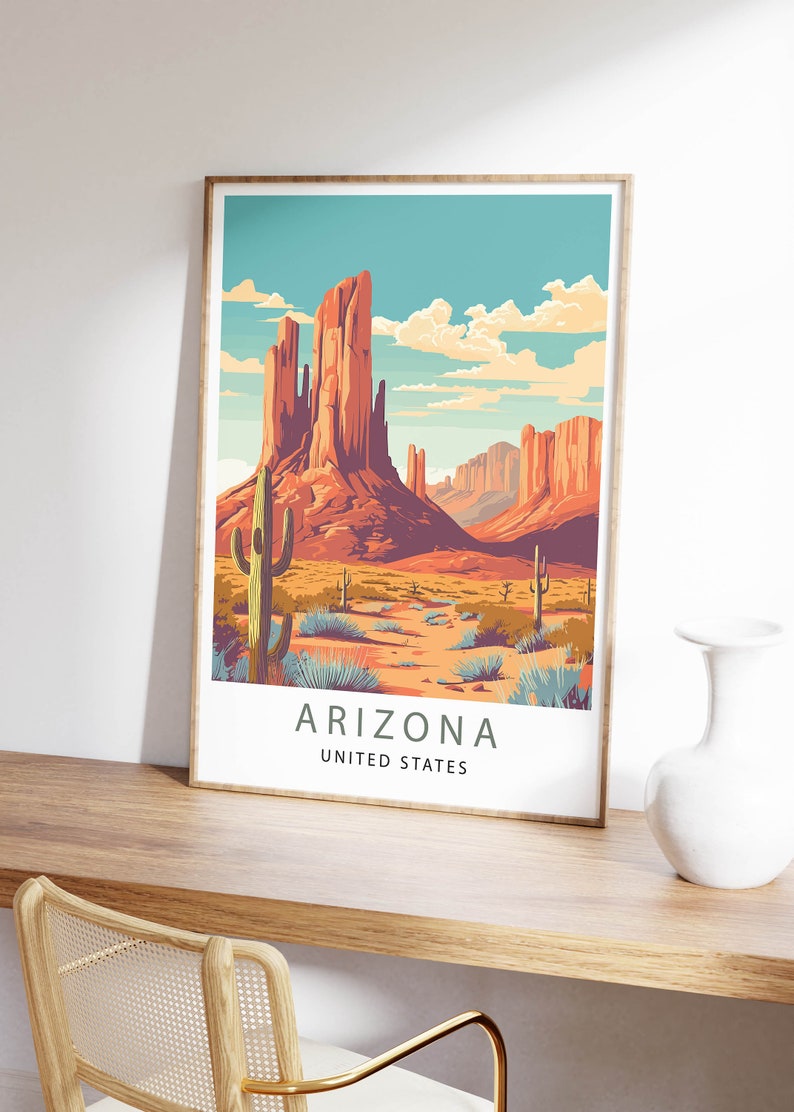 ARIZONA Poster Wall Art Print UNITED STATES Art Travel Poster ...