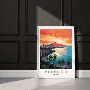 Honolulu Print Hawaii Travel Print Honolulu Wall Decor Hawaii ...