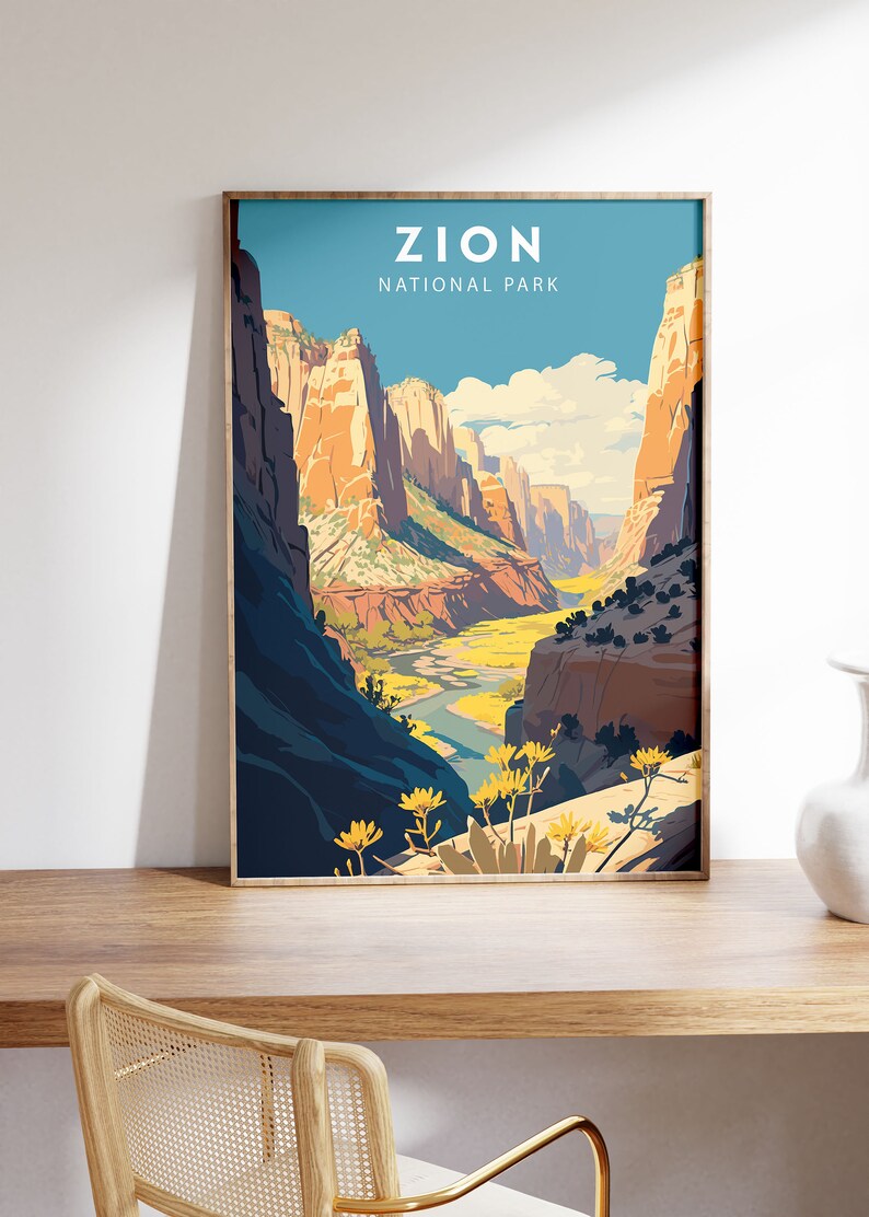 ZION National Park Poster, Printable Instant Download, Zion Travel Art ...