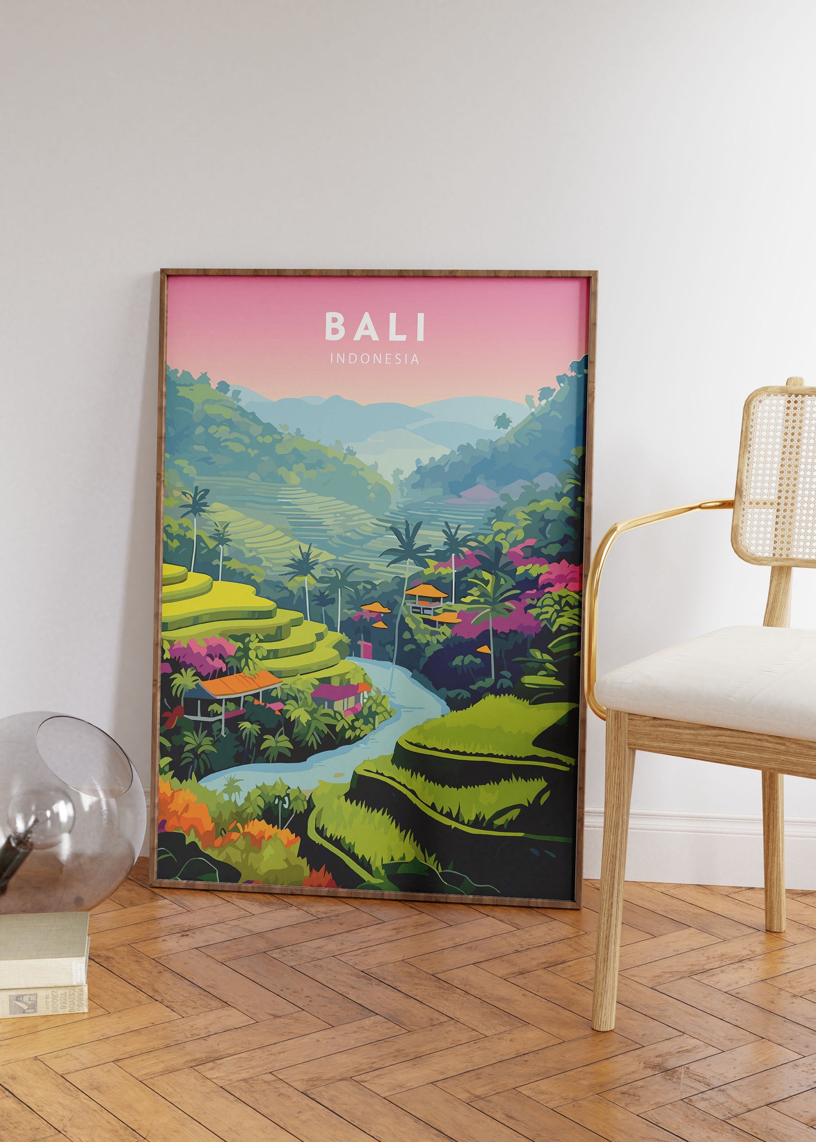 Bali Poster Indonesia Travel Prints Decor Mid Century Modern Wall Art ...