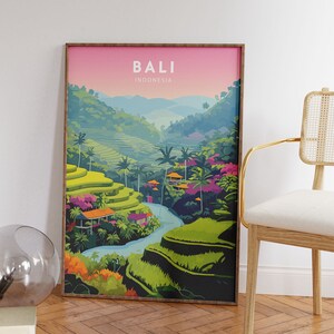 Bali Poster Indonesia Travel Prints Decor Mid Century Modern Wall Art ...