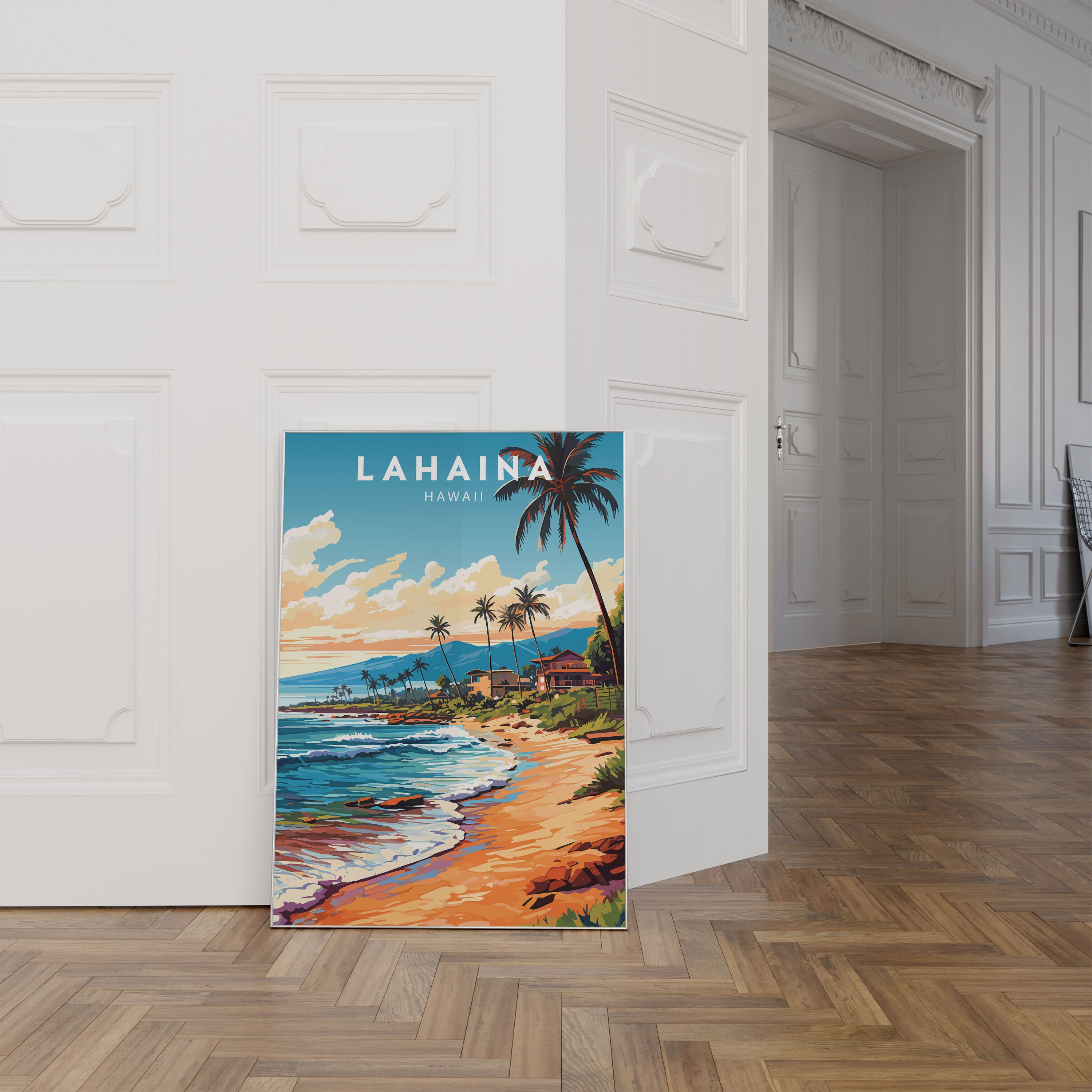 Lahaina Hawaii Travel Print Lahaina Wall Decor Hawaii Illustration ...