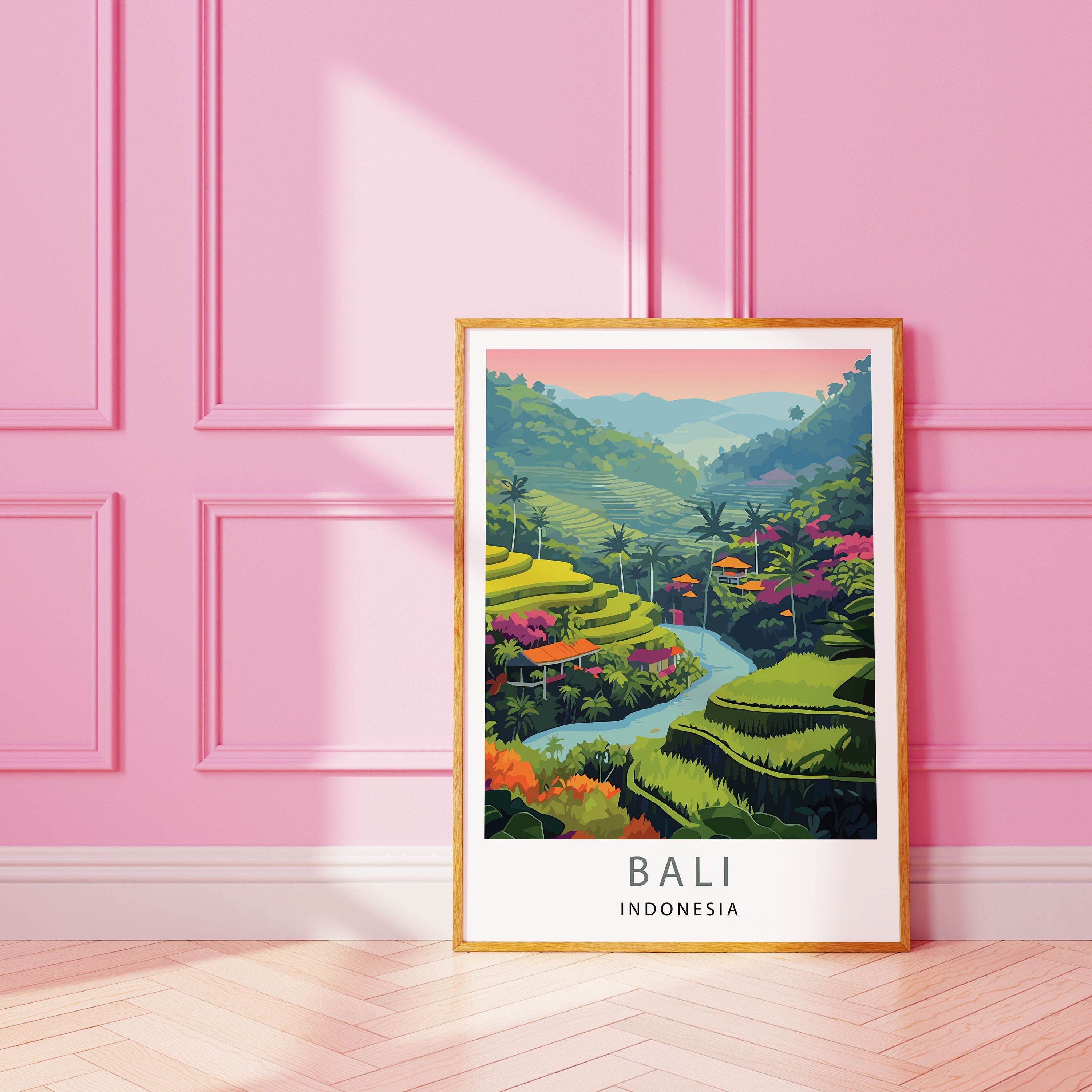 Bali Poster Indonesia Travel Prints Decor Mid Century Modern Wall Art ...