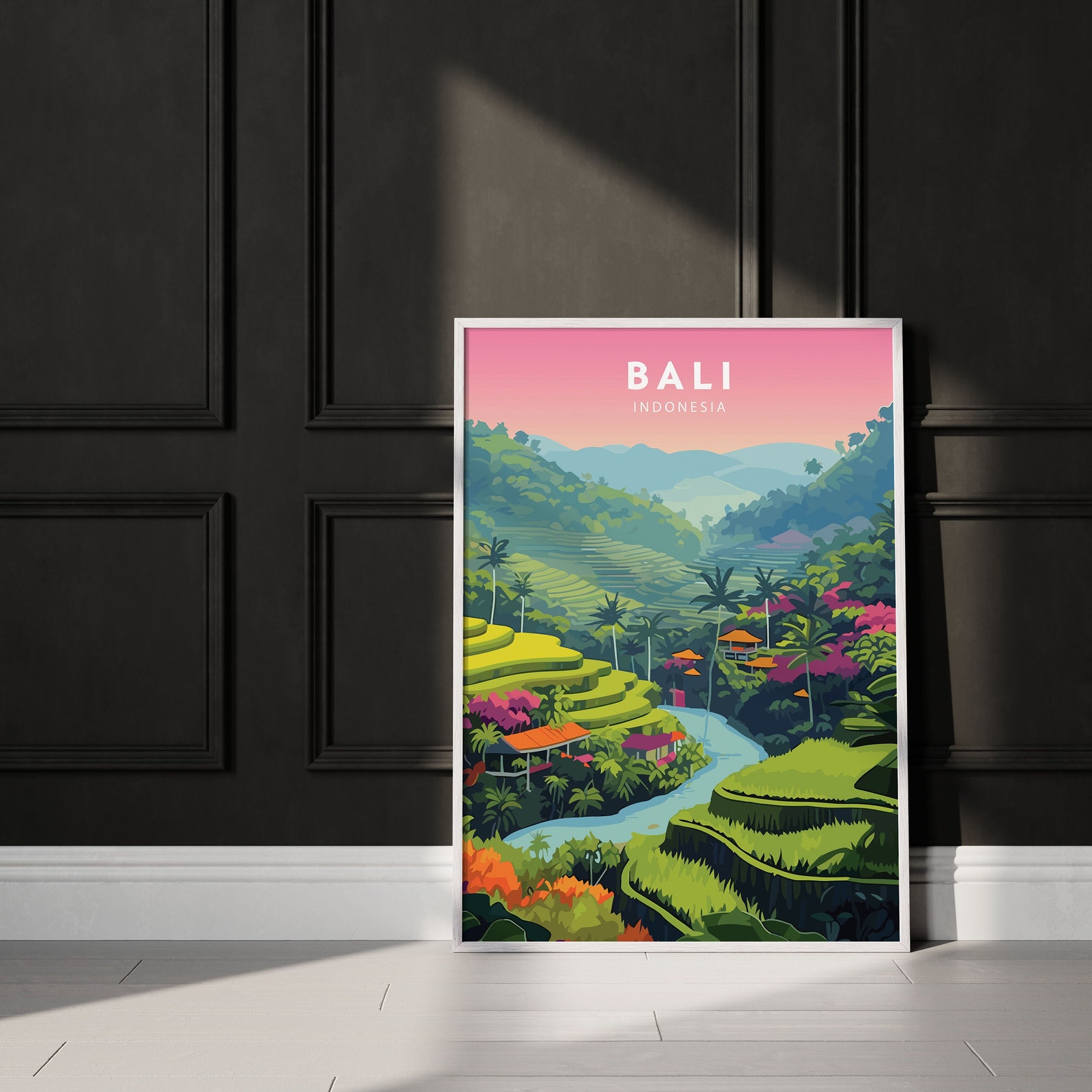 Bali Poster Indonesia Travel Prints Decor Mid Century Modern Wall Art ...