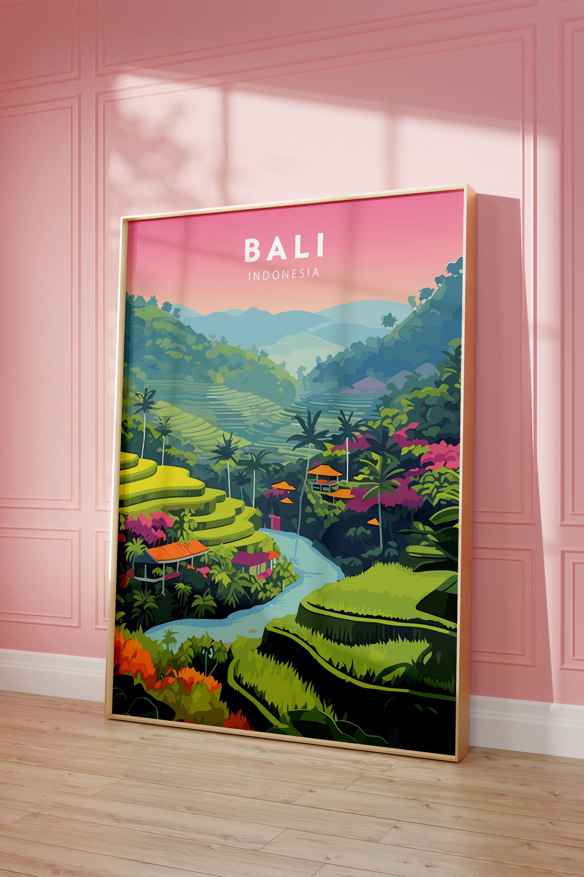 Bali Poster Indonesia Travel Prints Decor Mid Century Modern Wall Art ...