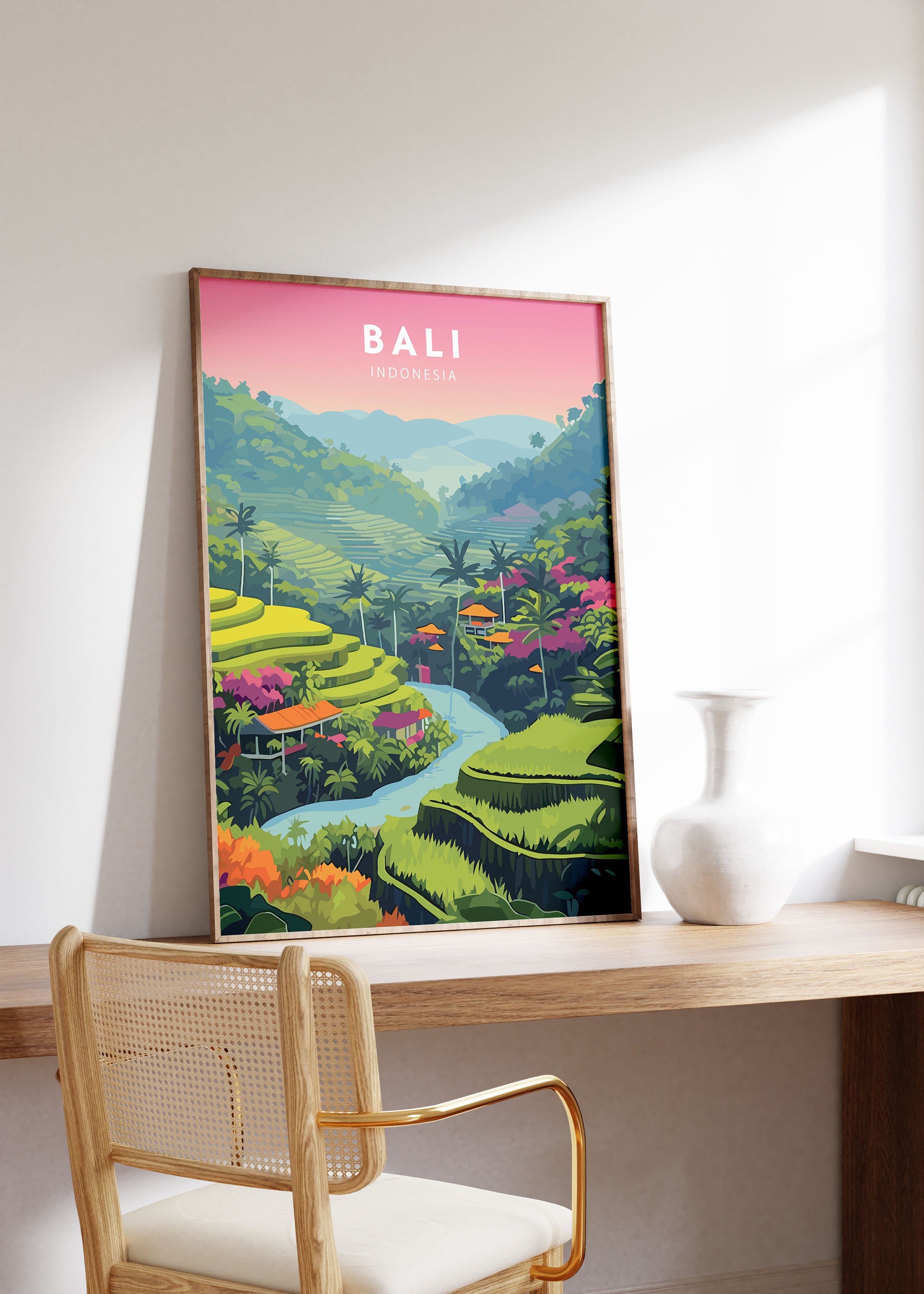 Bali Poster Indonesia Travel Prints Decor Mid Century Modern Wall Art ...