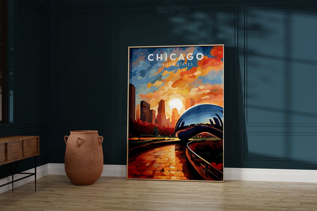 Chicago Travel Print Chicago Art Chicago Print Chicago Poster Chicago ...