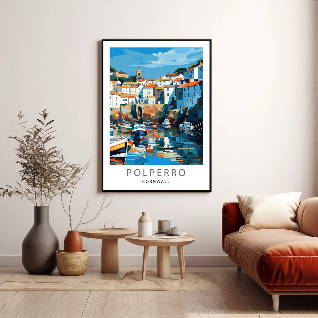 Polperro Cornwall Travel Poster, Minimalist Art Print (digital Download ...