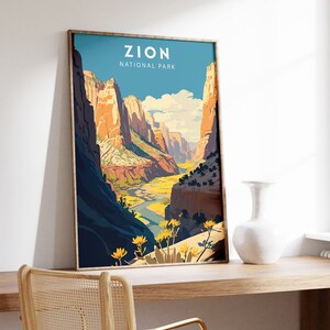 ZION National Park Poster, Printable Instant Download, Zion Travel Art ...