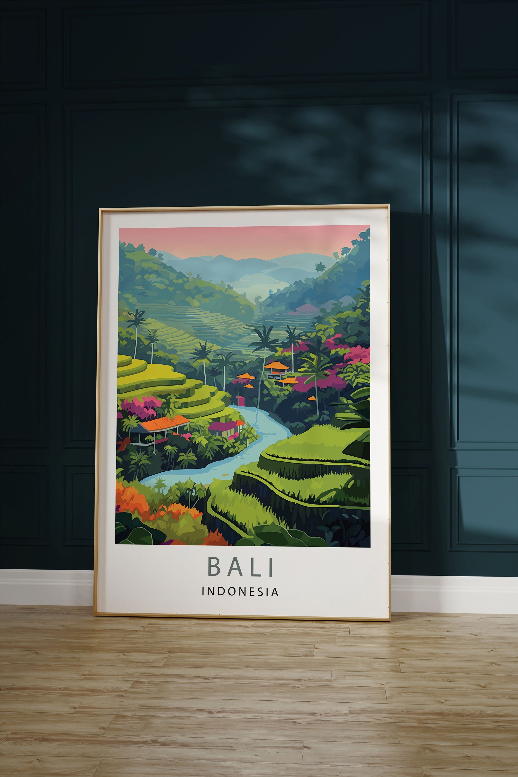Bali Poster Indonesia Travel Prints Decor Mid Century Modern Wall Art ...
