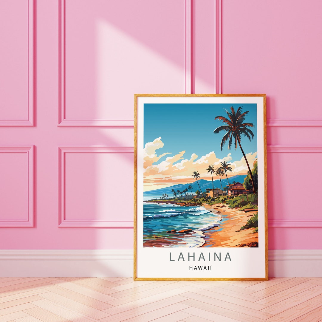 Lahaina Hawaii Art Print, Beach Travel Poster (digital Download) - Etsy