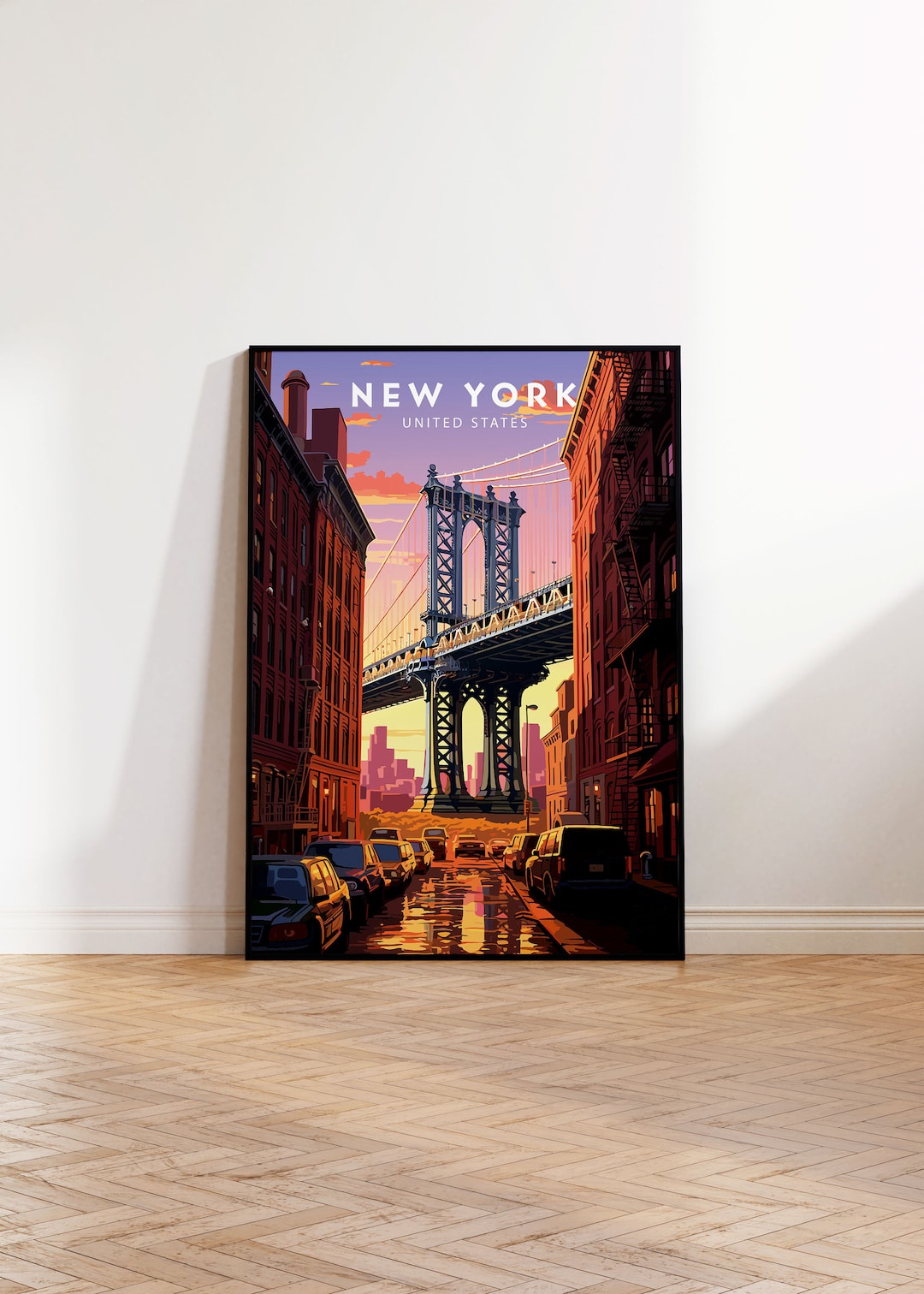 New York Travel Poster NYC Prints Retro Wall Art Brooklyn Travel Poster ...