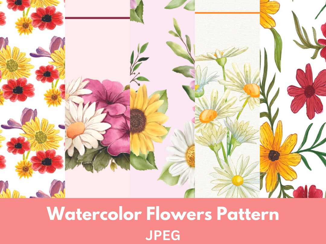 Watercolor Flower Seamless Pattern, Transparent Repeat Digital Paper ...