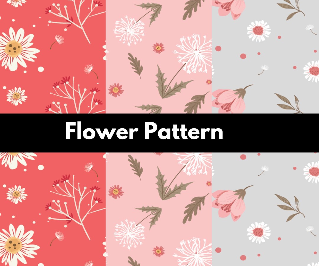 Flowers Pattern Seamless Digital Paper Printable Repeat Pattern Flower ...