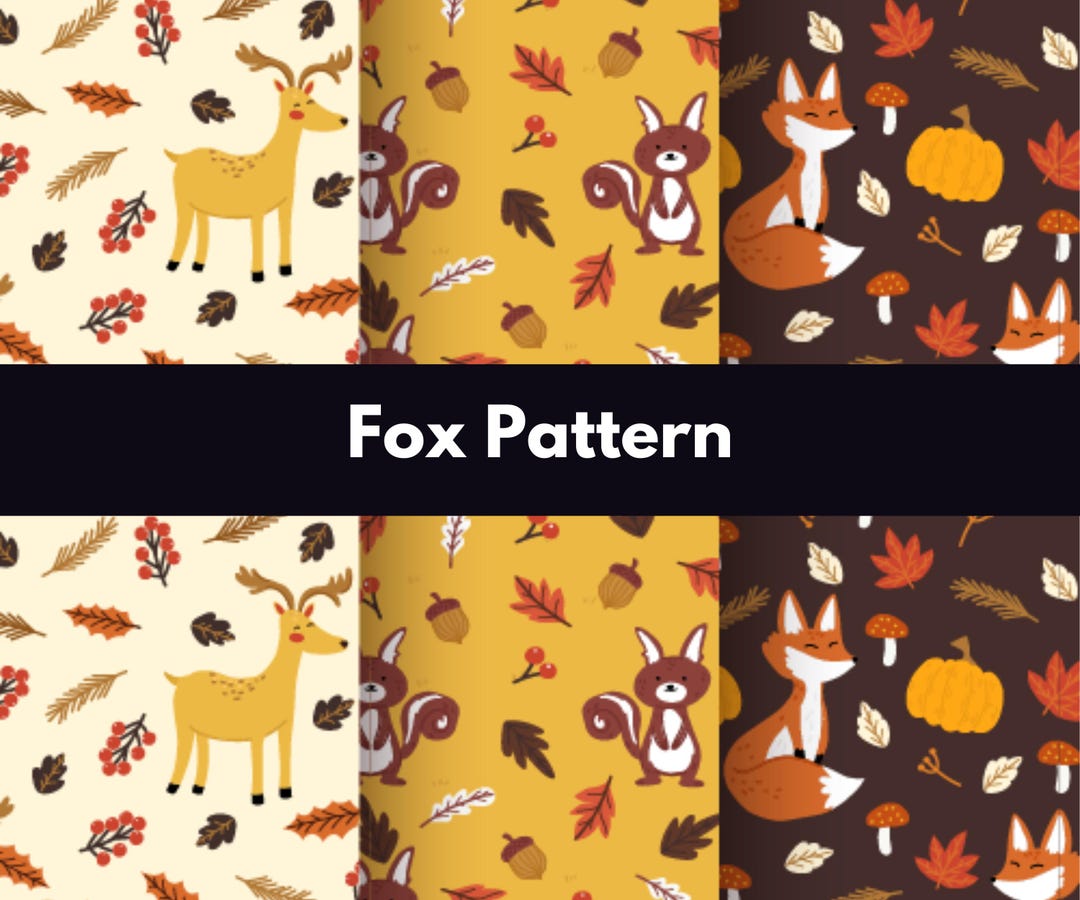 Foxes Digital Papers Commercial Use Scrapbook Paper Seamless Pattern ...