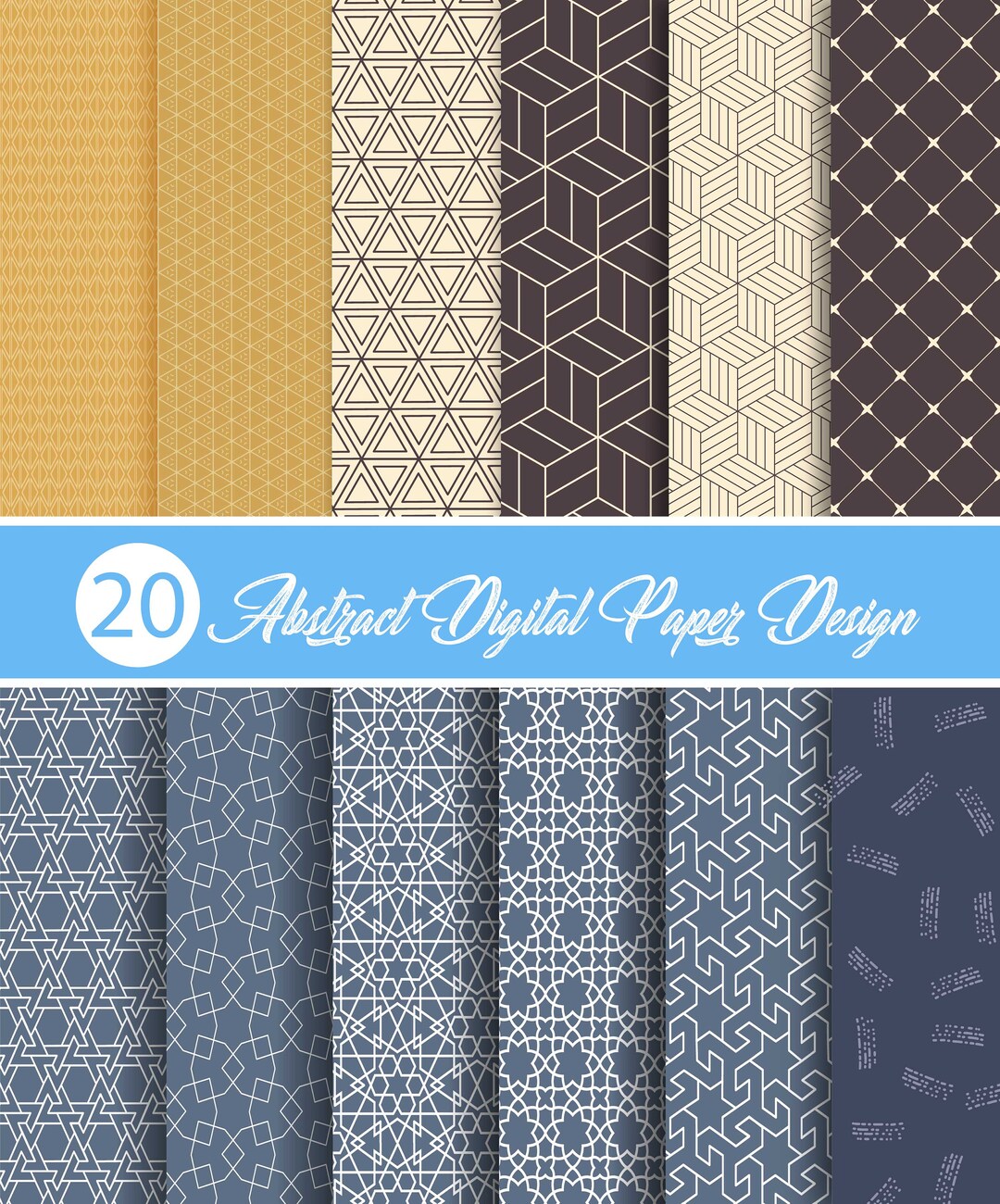 20 Printable Digital Geometric Paper Pattern, Seamless Geometric ...