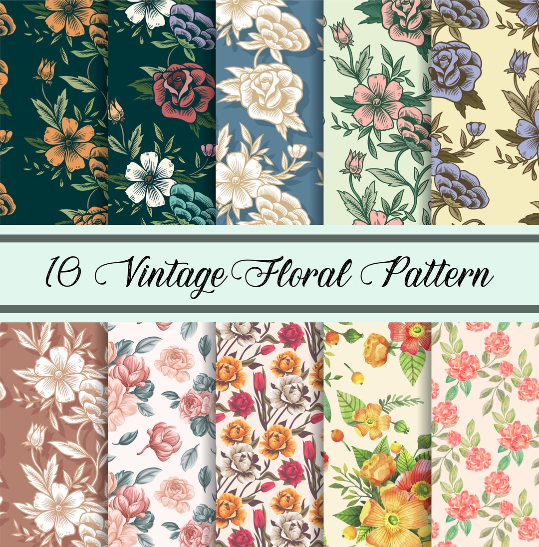 Vintage Floral Digital Paper, Summer Spring Digital Paper, Floral Print ...