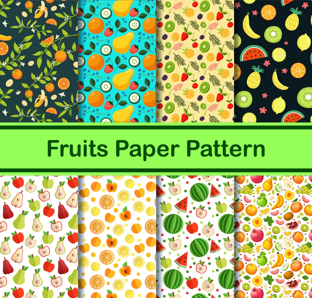 Fruits Seamless Digital Paper Fruits Summer Background Fruits Scrapbook ...