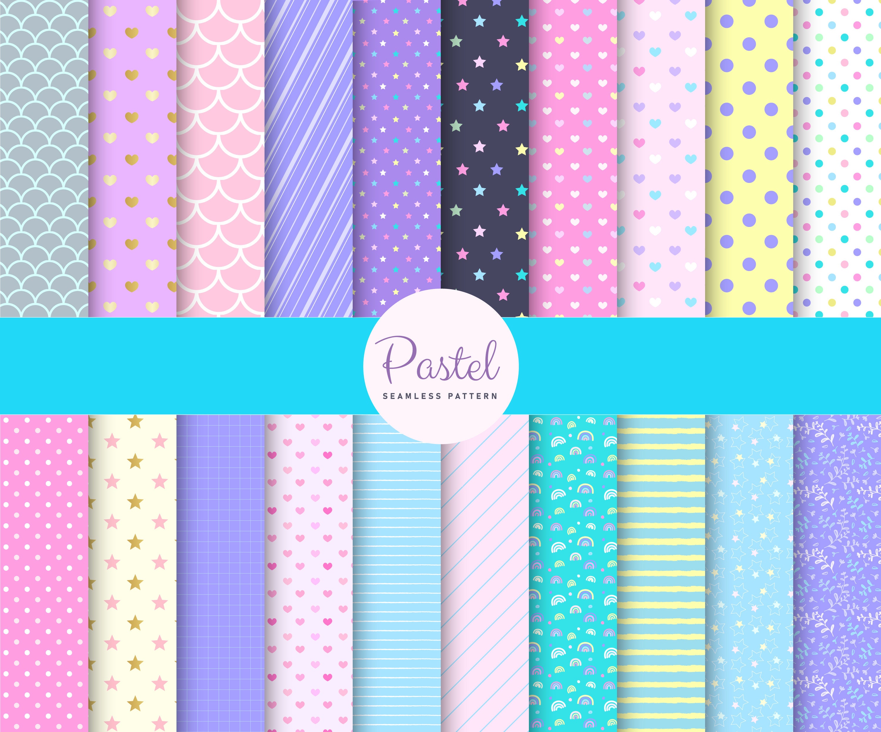 20 Seamless Pastel Digital Pattern, Modern Baby Pastel Background ...