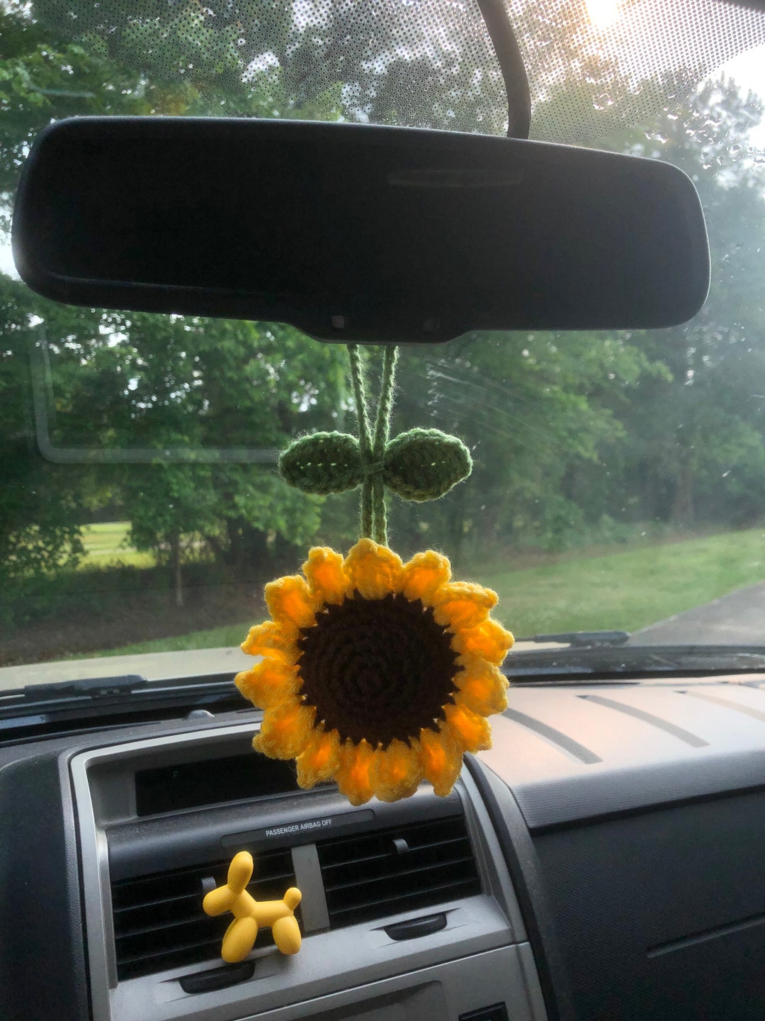 Crochet Sunflower Car Charm - Etsy
