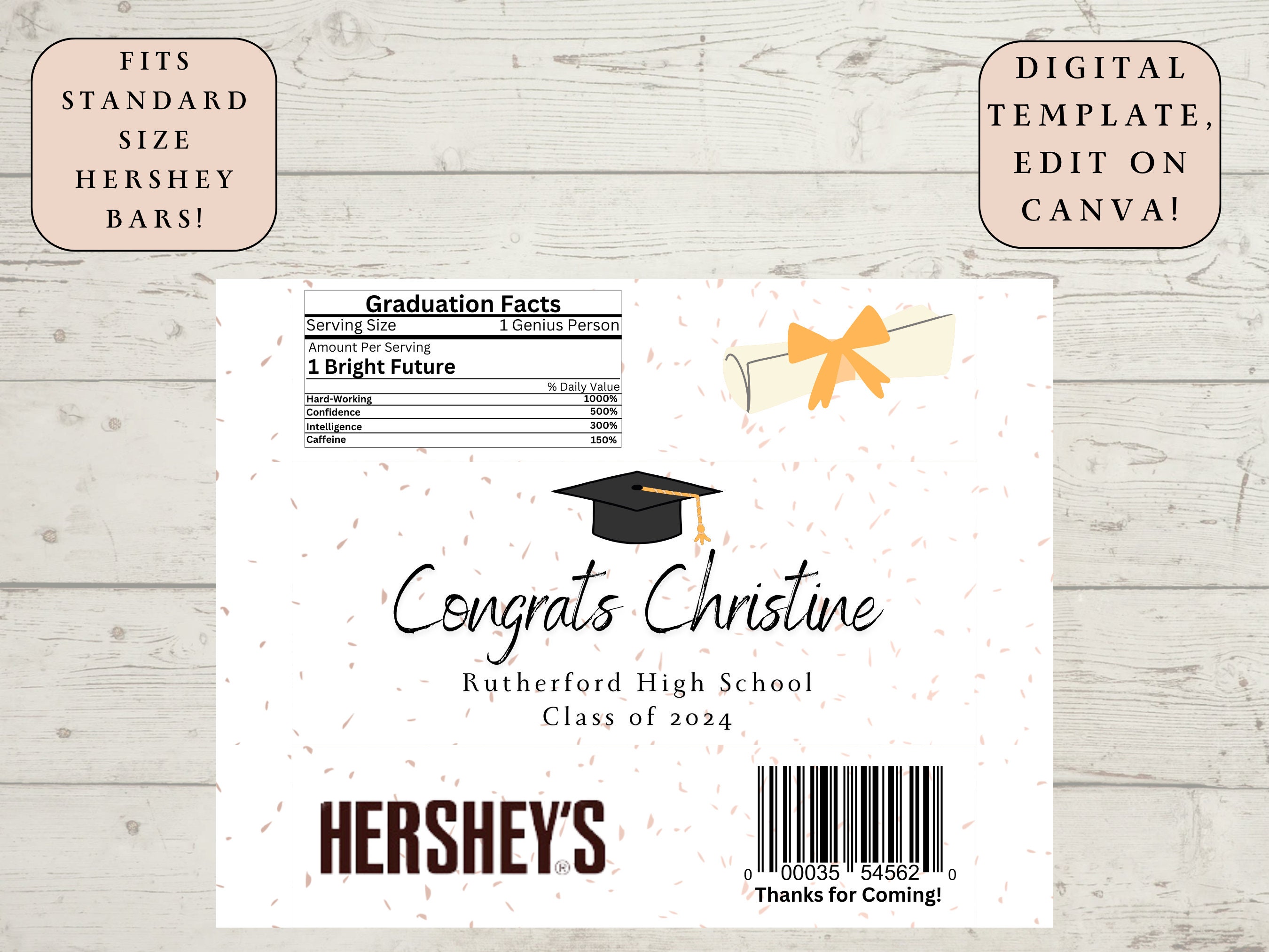 Graduation Chocolate Bar Wrappers, Editable Template, Printable Candy ...