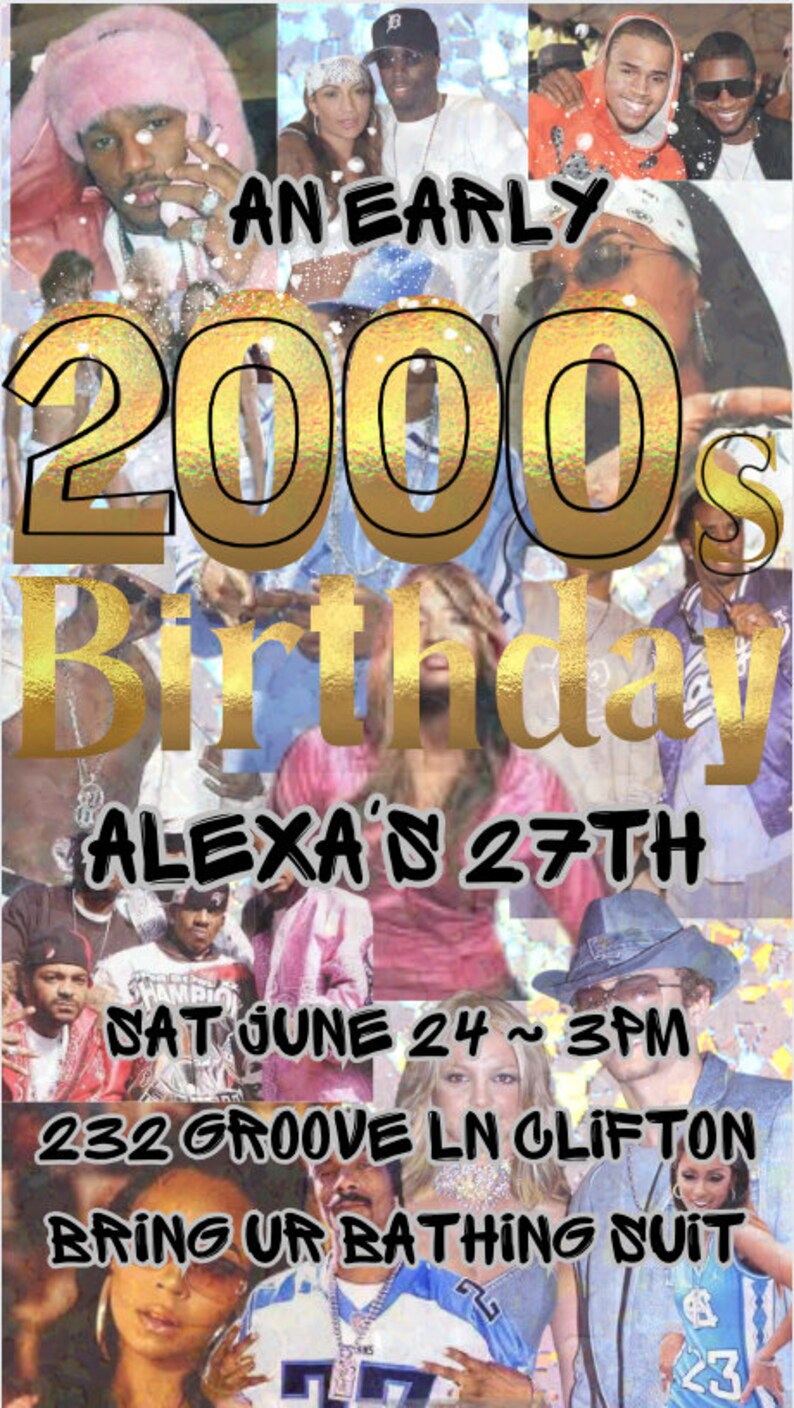 2000s Theme Birthday Invitation | Editable Invitation | Digital ...