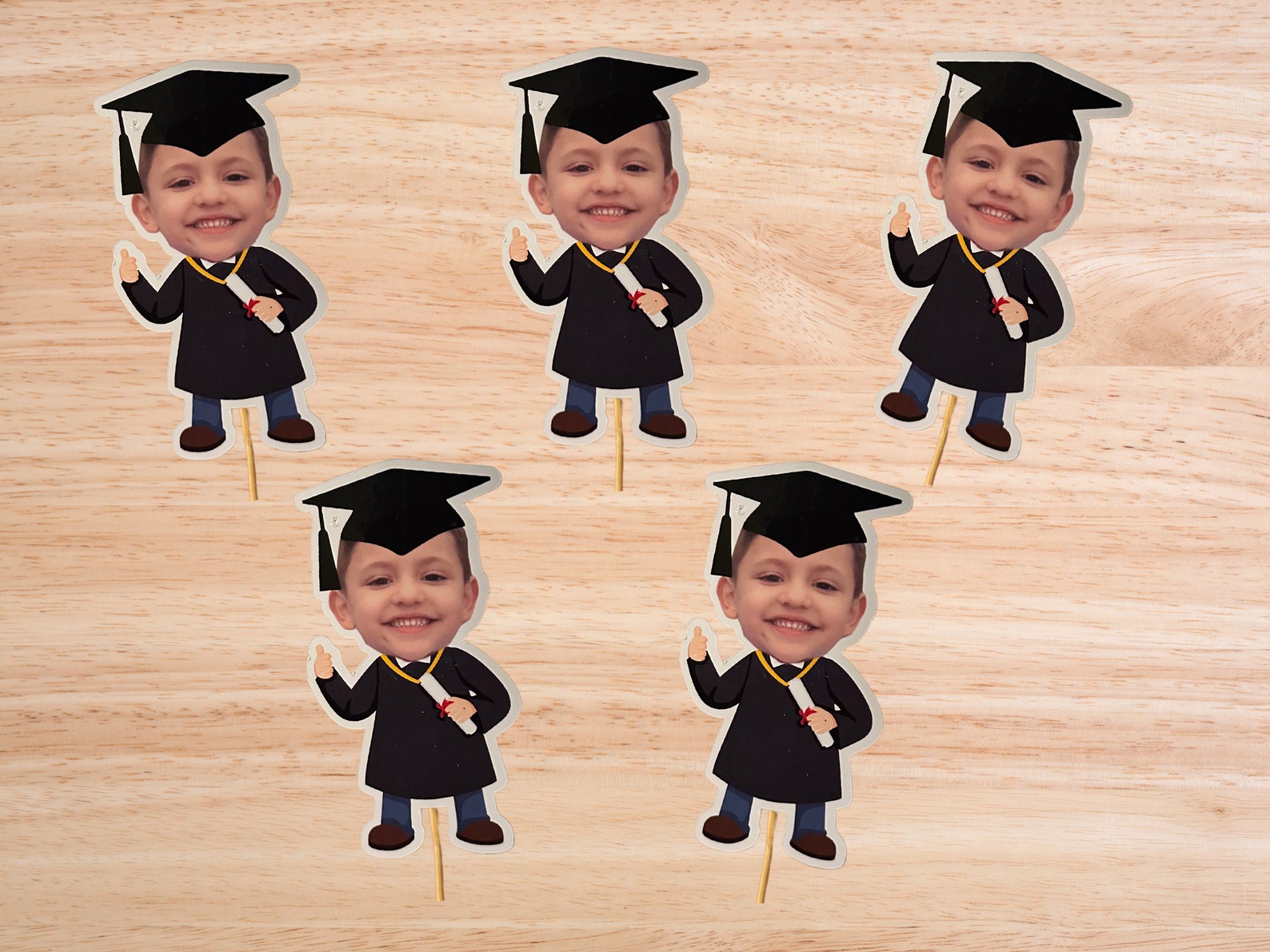 Graduation Cap Cupcake Toppers, Custom Graduation Cupcake Toppers, Face ...
