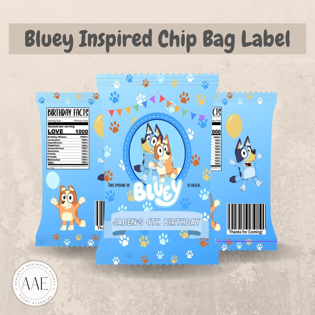 Bluey Inspired Bluey Chip Bag Label Bluey Party Chip Bag - Etsy Finland