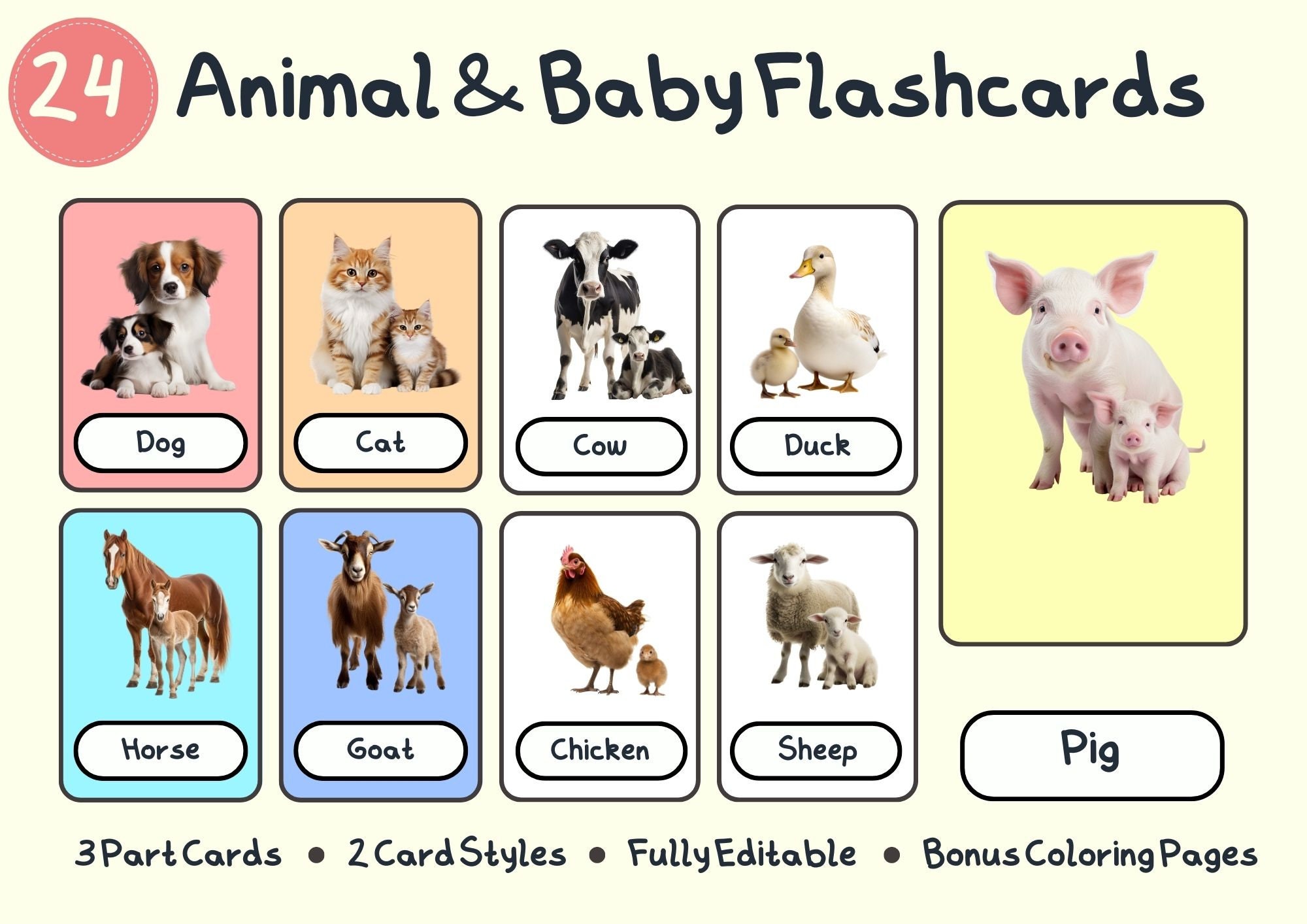 Animal & Baby Printable Flashcards | Montessori Cards | Educational ...