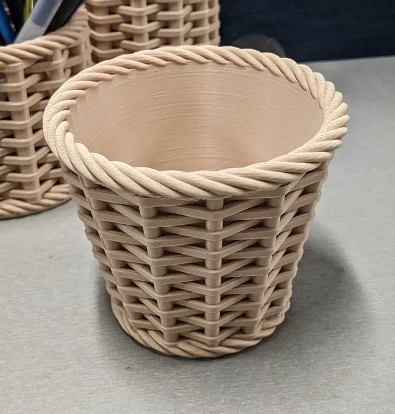Handmade 3d-printed Wicker Style Planter Pot Unique Rope Edge Design ...