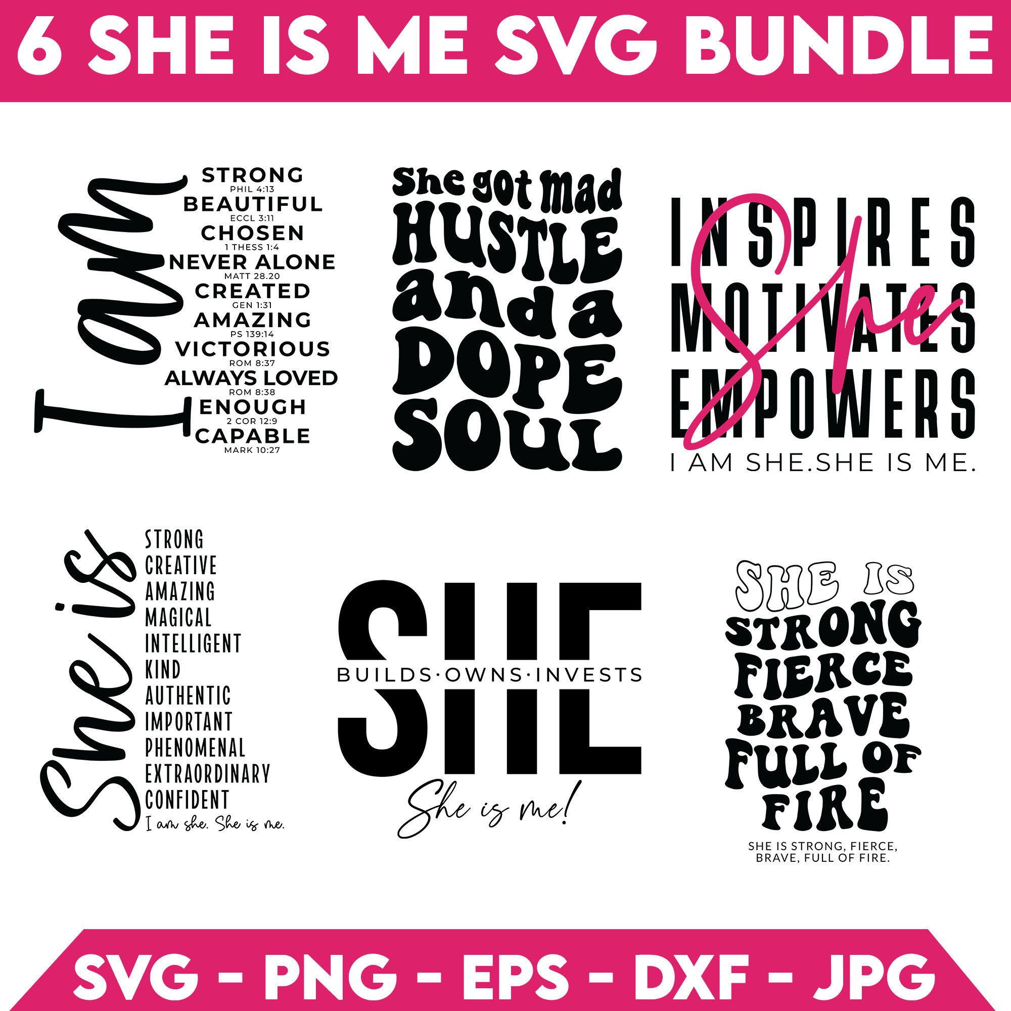 She is Me SVG Bundle Postive Quotes Svg Woman Affirmation Svg ...