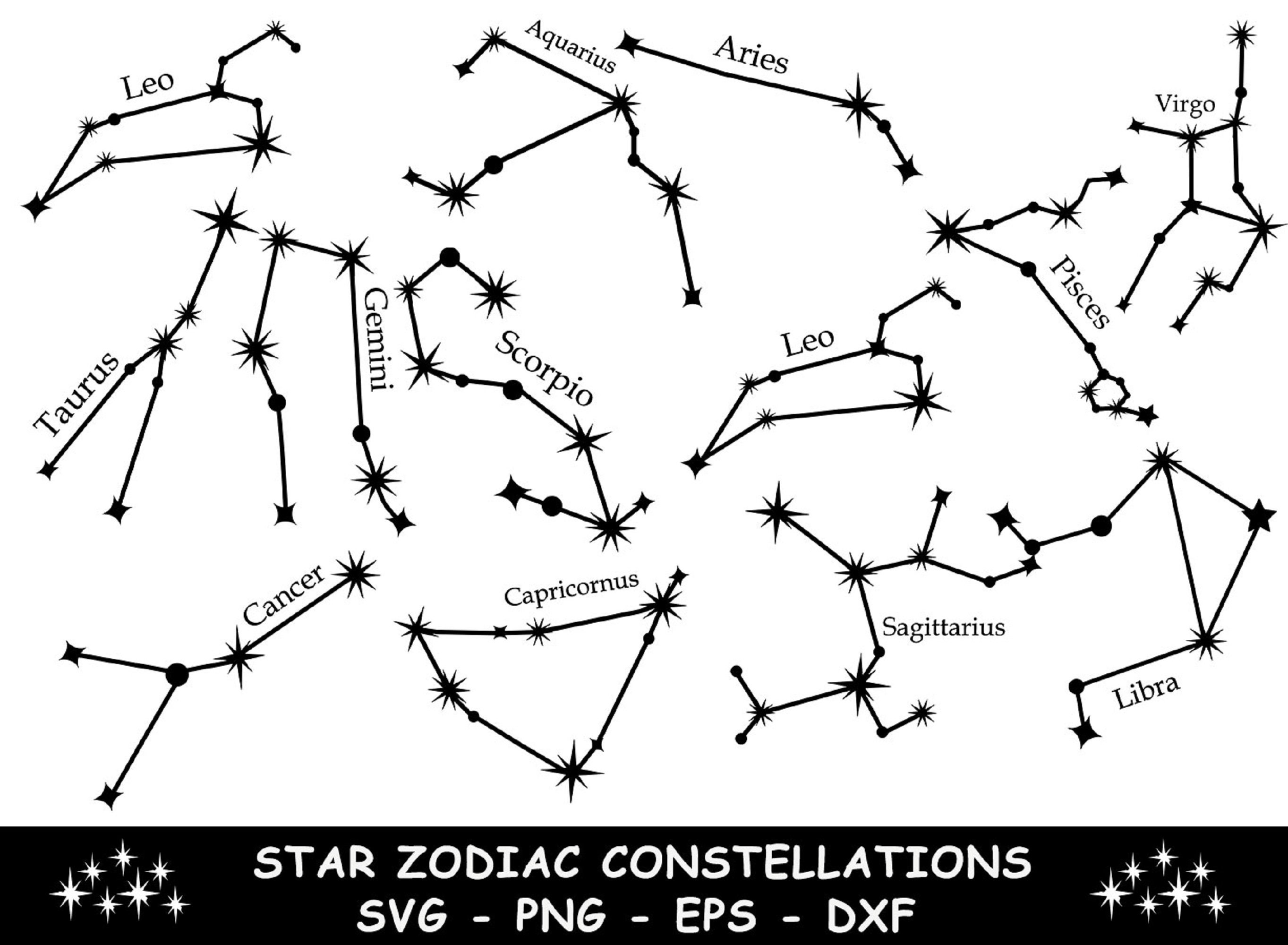 Star Zodiac Constellation Svg Png Zodiac Svg Horoscope Svg Cricut Svg ...