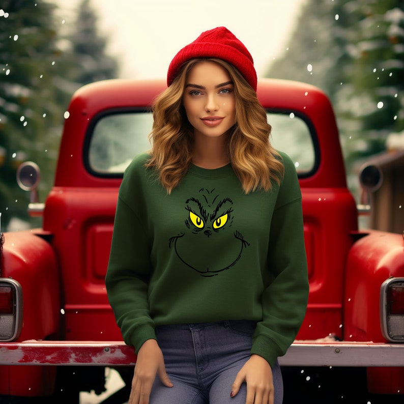 SVG Layered Grinch Grinch Face Yellow Eyes Cute Christmas - Etsy