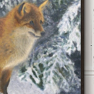 Winter Fox Print L Vintage Winter Art L Neutral Snowy Forest Print L ...
